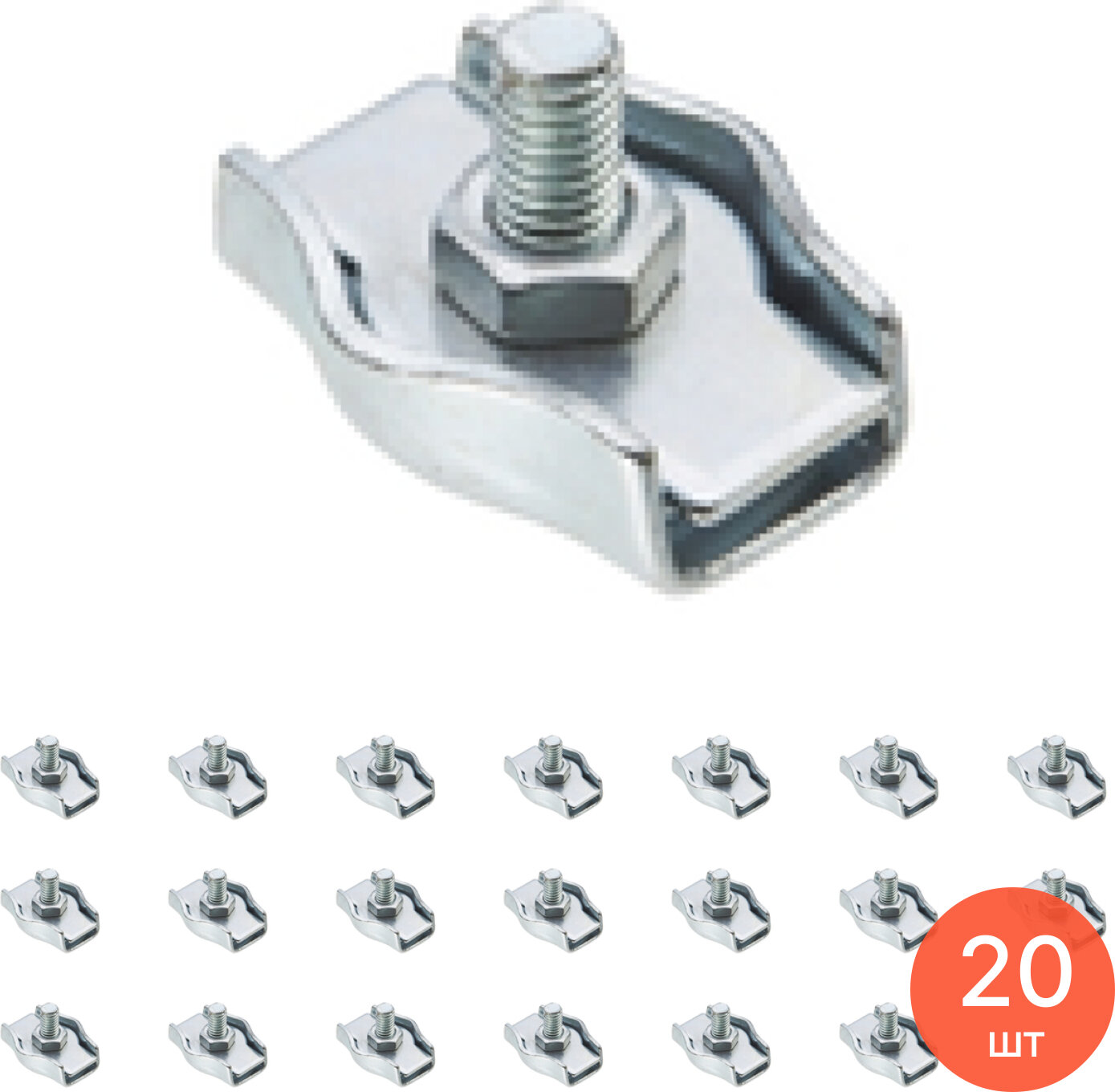 Зажим для троса DKC / ДКС Simplex одинарный, оцинкованный, из стали, диаметр 3мм / оснастка (комплект из 20 шт)