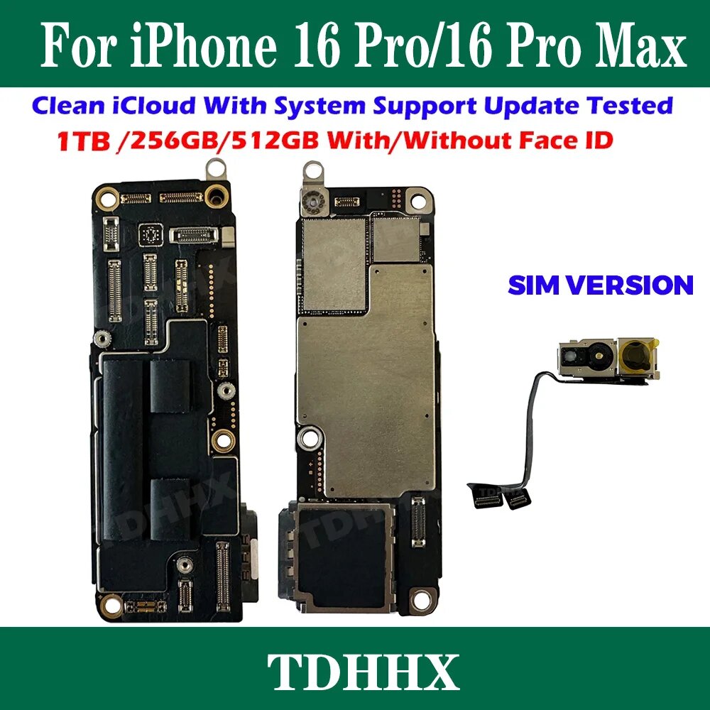 Версия SIM с материнской платой Face ID, материнская плата для IPhone 16/16Pro/16pro Max 128/256/512 ГБ, совместимое обновление системы SIM 16-128G No