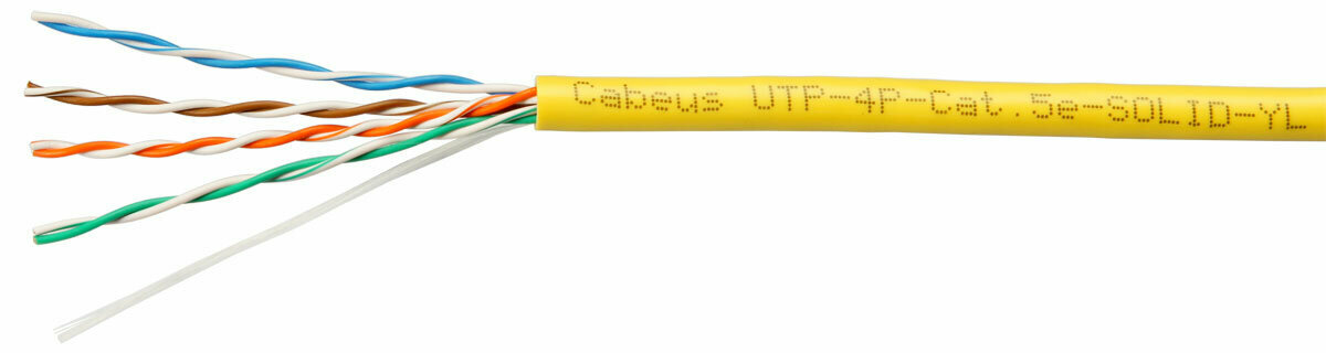 Кабель витая пара Cabeus 7251c UTP-4P-Cat.5e-SOLID-YL (желтый) (305м)