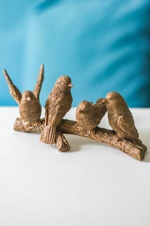 Декоративная композиция птички принтанюр, полистоун, золотая, 16 см, Koopman International AAA758470