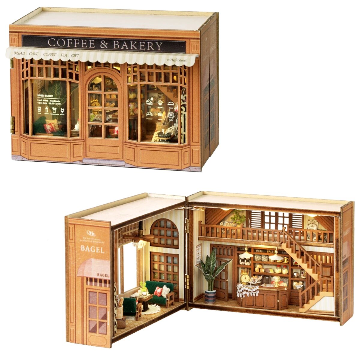 Деревянный кукольный домик "Coffee & Bakery", 3D пазл MINI-111