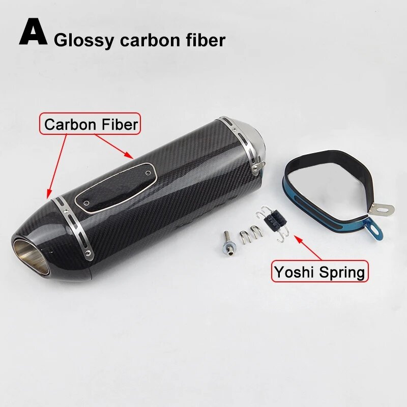 Универсальный глушитель выхлопных газов для мотоцикла, глушитель из углеродного волокна для Yamaha R6 TMAX530 NMAX PCX Z900 MT07, 51 мм A Glossy