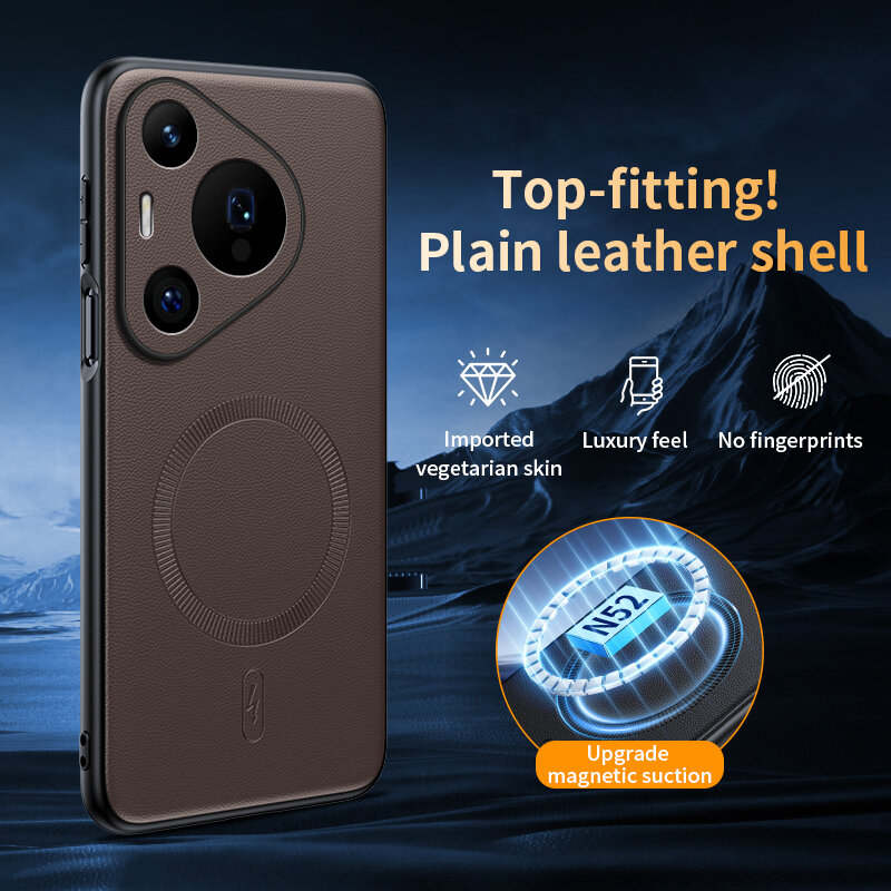 Чехол для Huawei Pura 70 Pro / Хуавей Пура 70 Про Роскошная кожа, MagSafe, антиударный Защитная оболочка