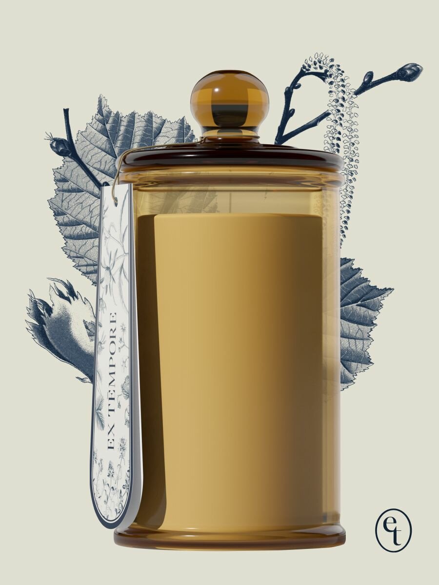 Свеча ароматическая Орешник EX TEMPORE декоративная, интерьерная для дома, 150 гр