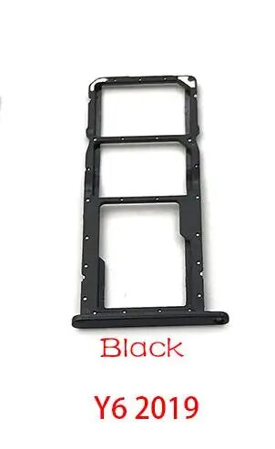 Лоток для SIM-карты телефона с чипом SD для Huawei Y6 Y9 Y7 Pro 2019, лоток для SIM-карты, слот для Micro SD, держатель SIM-карты, адаптер + замена контакта Y6 2019 Black