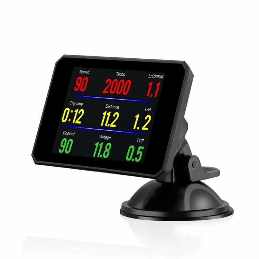 Бортовой Компьютер HUD OBD2 Датчик Скорости Измеритель Напряжения Топлива Температуры Воды Универсальный Автомобиль