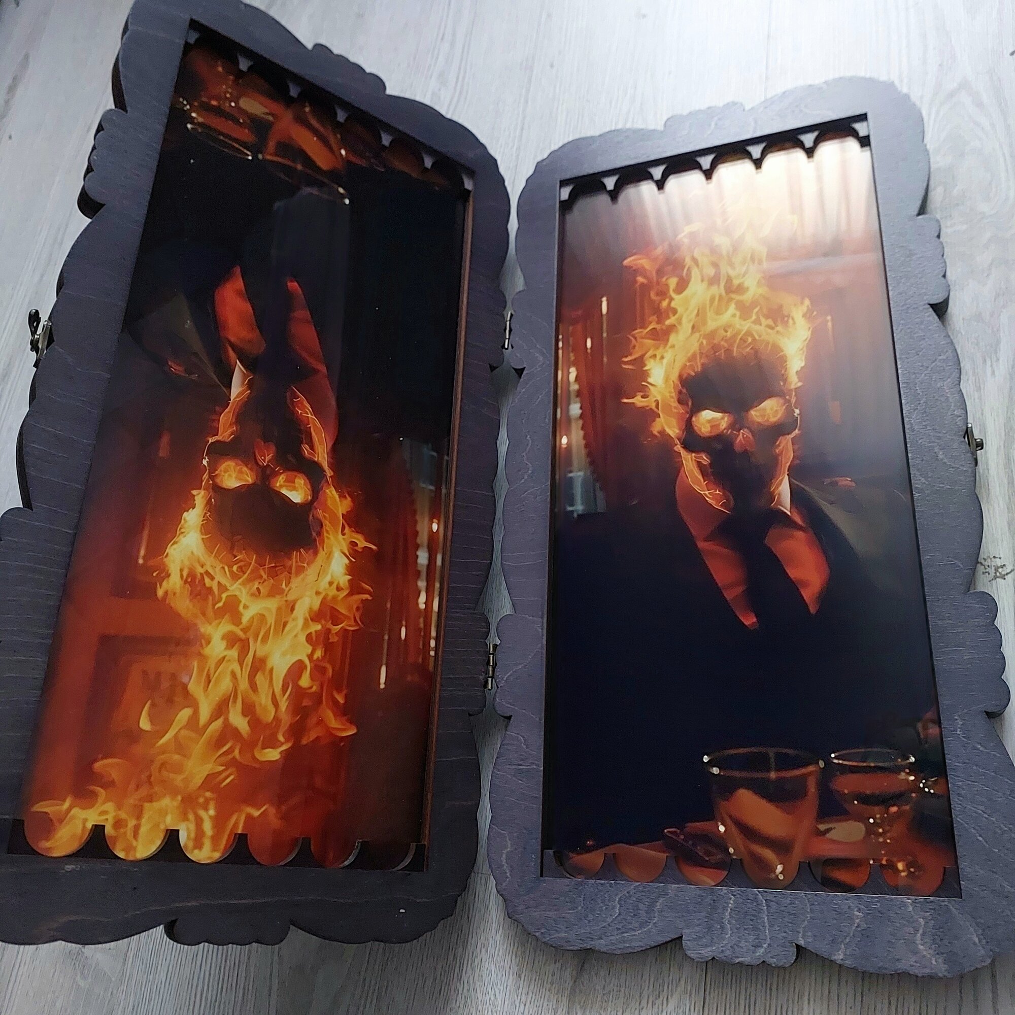 Нарды звезда. Большие со стеклянным полем ручной работы с рисунком на стекле