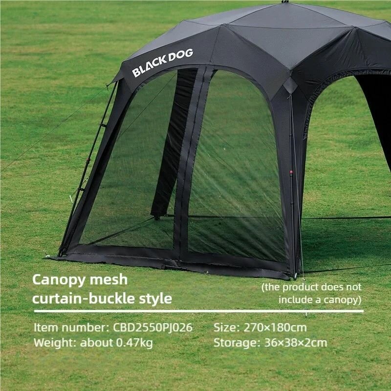 BLACKDOG Москитная Сетка Для Шатра 270 180см, Чёрная, С Застёжкой-клипсой, Вентиляция И Защита От Насекомых