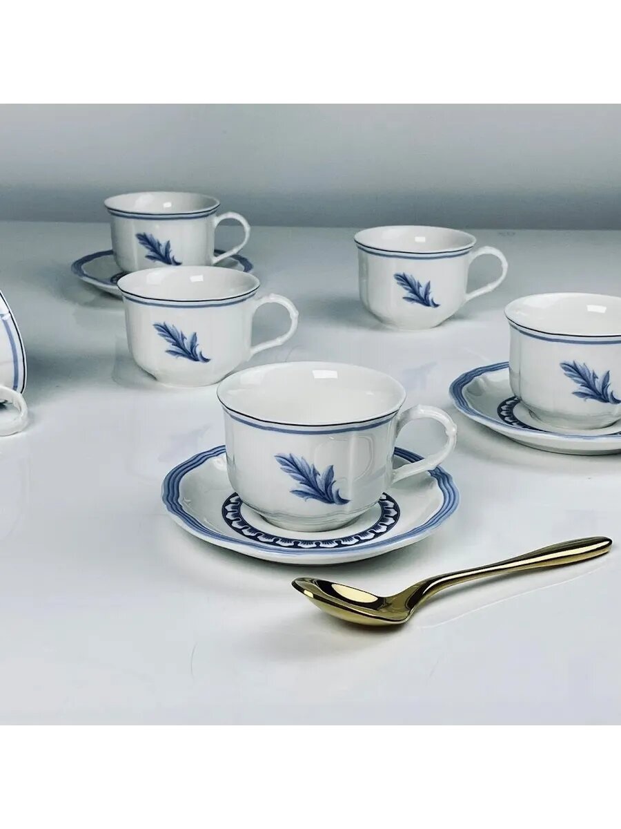 Кофейный набор на 6 персон 12 предметов Lenardi Андорра 120мл фарфор