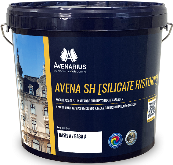 Краска для Исторических Фасадов Avenarius Avena SH Silicate Historic 10л Белая, Матовая, Силикатная / Авенариус.