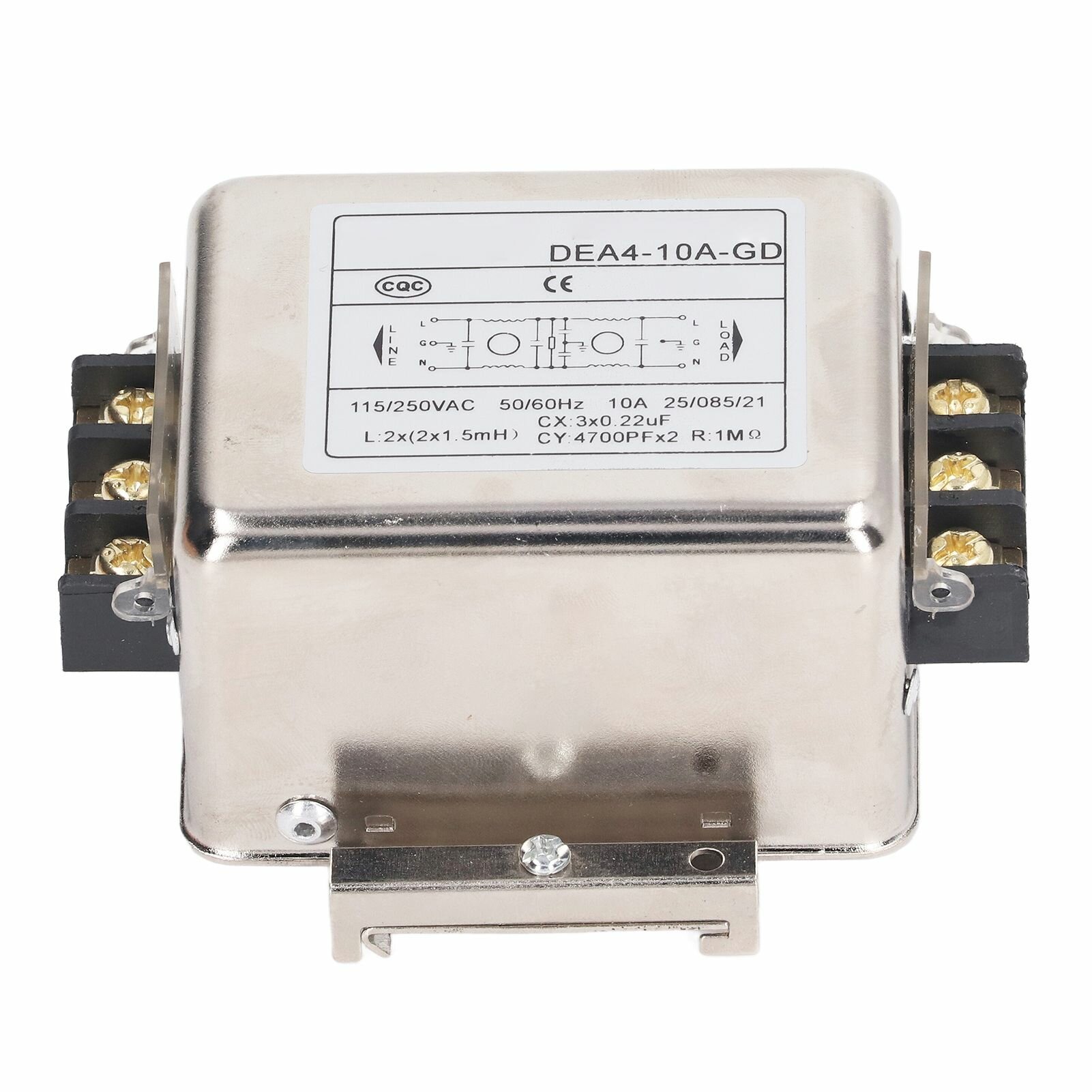 Однофазный EMI-фильтр 10A 125/250V, DIN-рейка 35мм