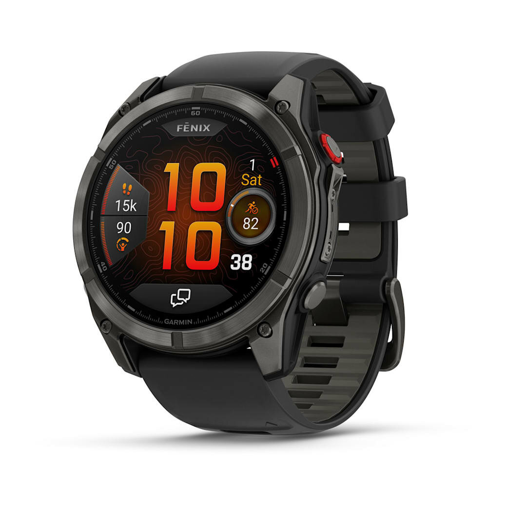 Смарт-часы Garmin Fenix 8 PRO 51 mm, Amoled Sapphire, угольно-серый DLC, пепельно-черный силиконовый ремешок