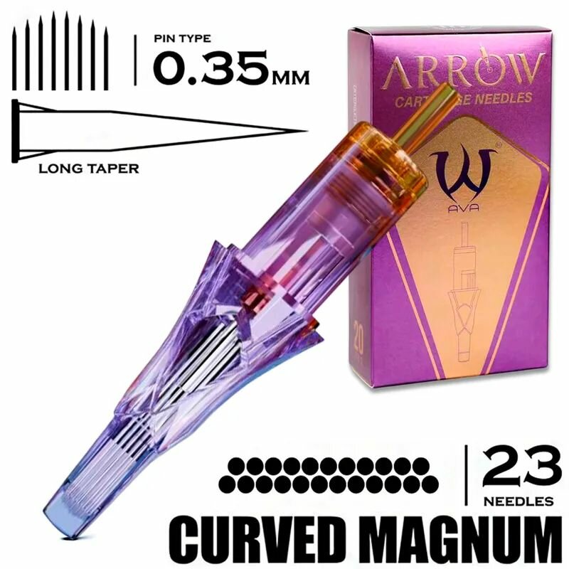 Картриджи для тату (иглы, модули) AVA Arrow 1223CM 35/23CMLT 20 шт/уп