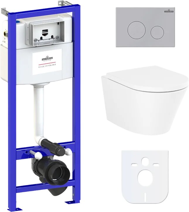 Комплект Lavinia Boho Унитаз подвесной Biore Rimless 3304102R / Крышка-сиденье Biore 33290410 с микролифтом / Инсталляция RelFix 38010010, Кнопка RelFix 380502MC матовый хром