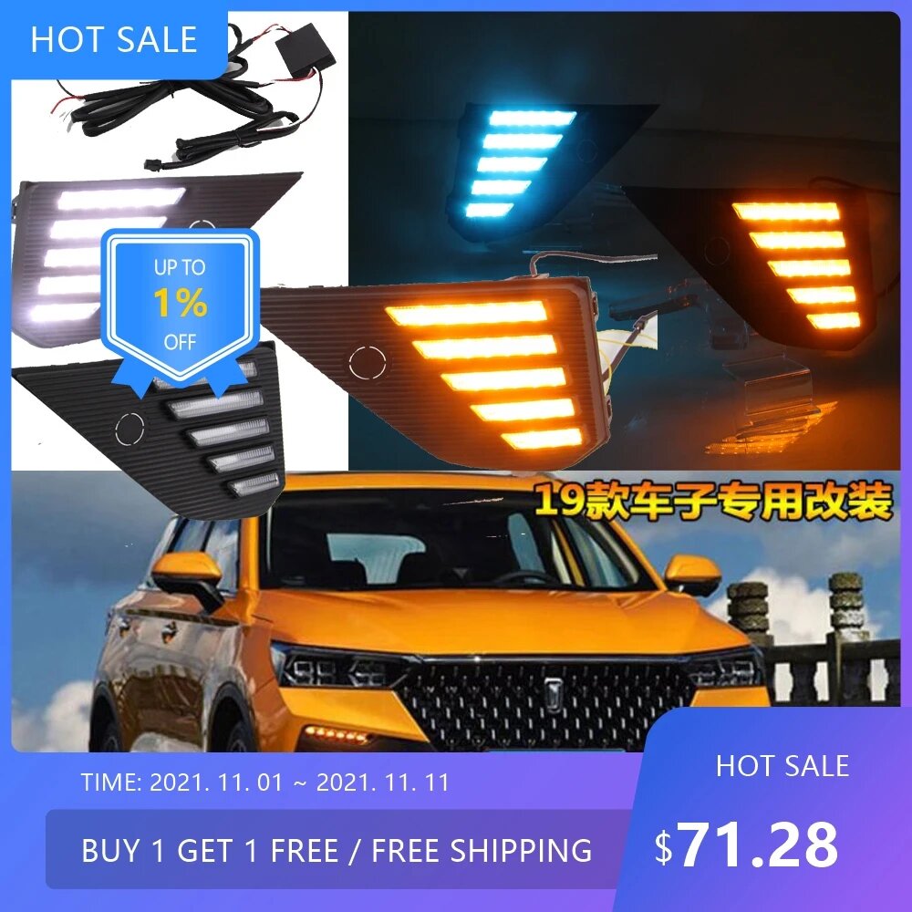 1 комплект фар-бампера для дневного света Besturn T77, 2018 ~ 2020y, автоаксессуары, светодиодные фары для T77 Besturn, противотуманные фары White yelow