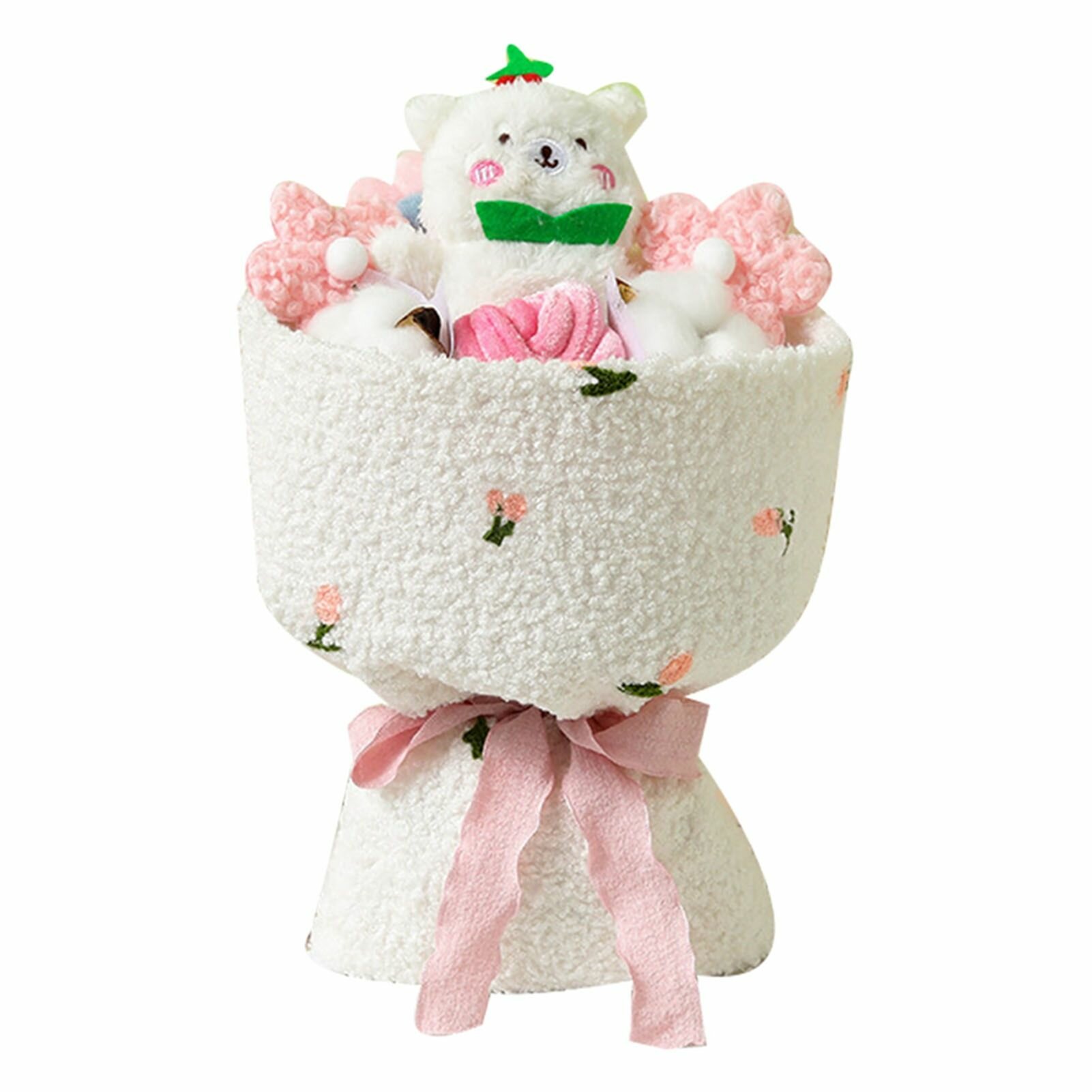 Светящийся букет игрушек (белый медведь, ДР)