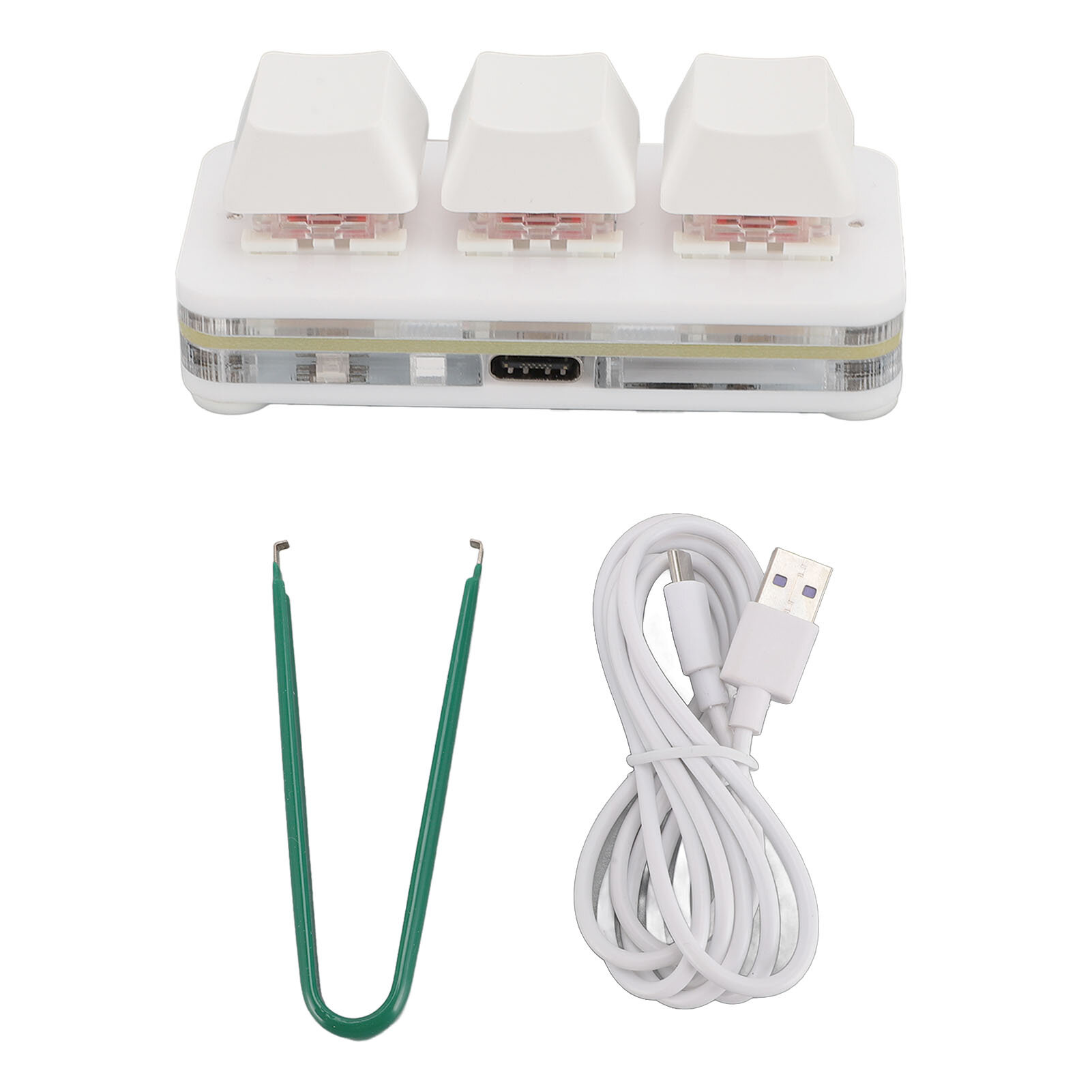 Механическая игровая клавиатура USB с 3 клавишами, RGB-подсветкой, программируемая клавиатура с красным переключателем для офисной работы, белая