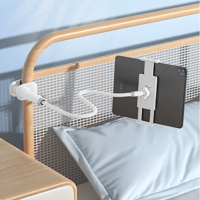 Держатель для планшета/смартфона Hoco HD10 Bamboo Lazy Stand 4,5-13", Гибкий, Настольный, Белый