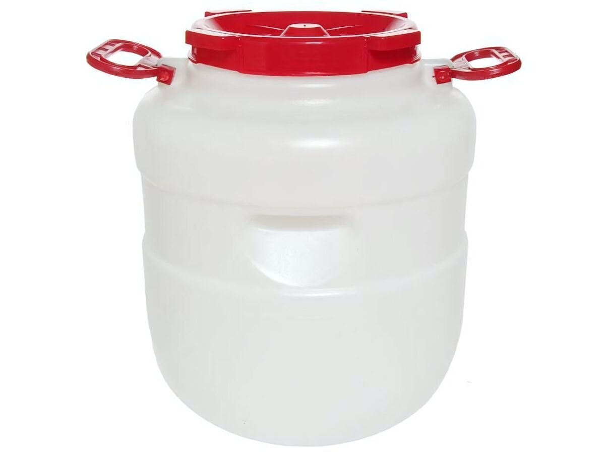 Бочка 30л круглая белая, пластиковая, с ручками, для удобного хранения
