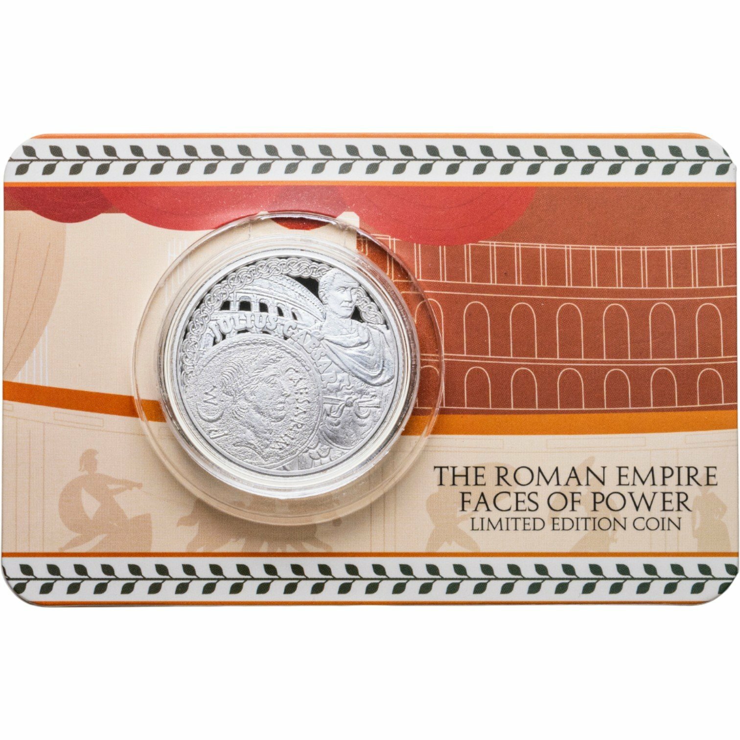 Соломоновы Острова 50 центов 2025 "Римская империя" в коинкарте, Железо, покрытое серебром, в сохранности UNC