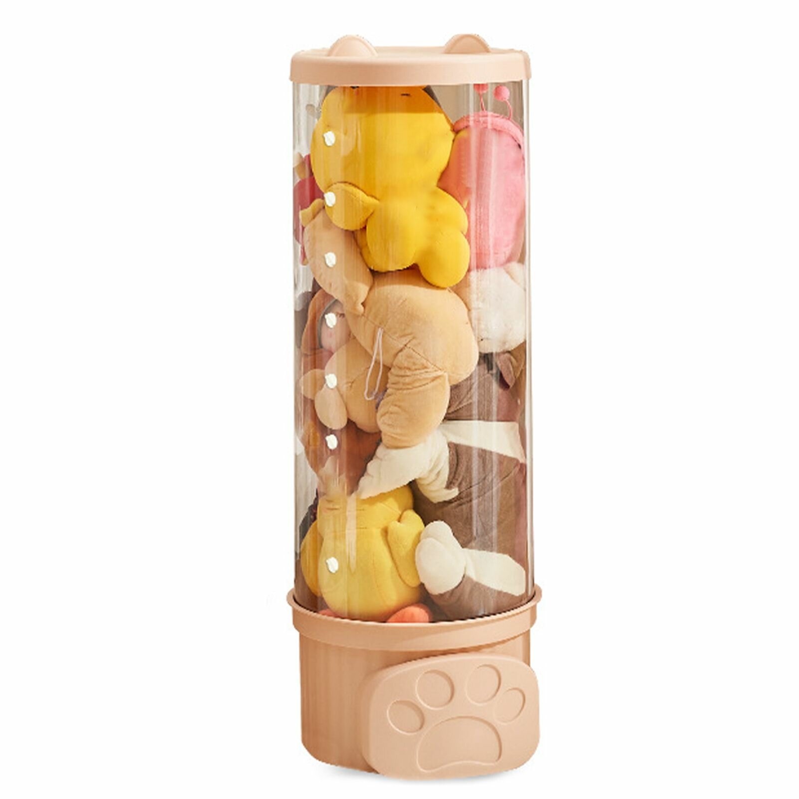 Коробка для игрушек с крышкой, прозрачная, из ПП и ПЭТ, розовая, 26x57-97 см