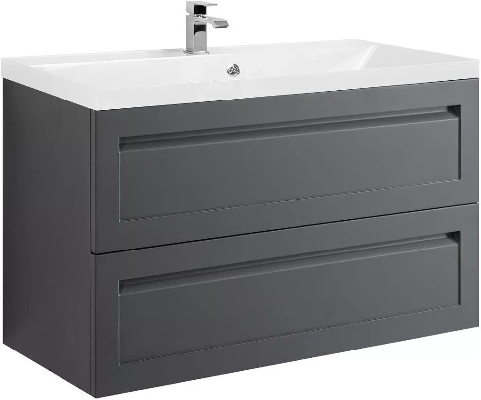 Тумба под раковину Art&Max Platino AM-Platino-1000-2C-SO-GM 99,3 см, подвесная, серый матовый