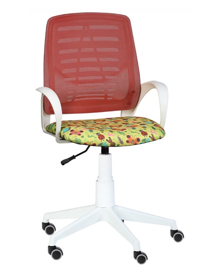 Детское компьютерное кресло Olss Ирис White, обивка ткань-сетка, цвет красный/Т-53 жёлтый