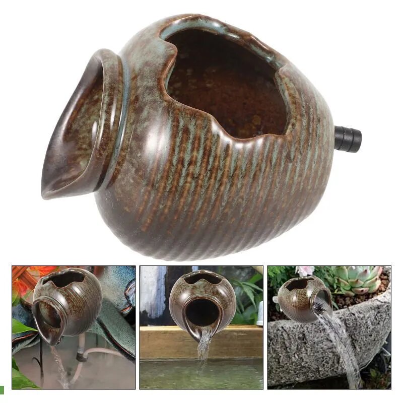 Скиммер для бассейна, керамические украшения для прудов, водяной кувшин, декорации для фонтана, маленький насос для улицы