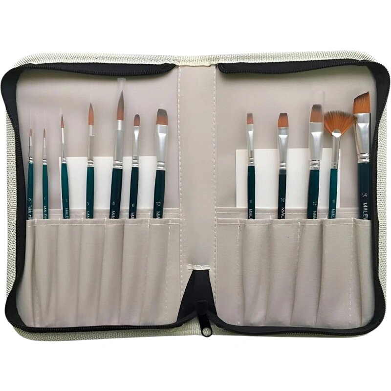 Набор кистей худож. Малевичъ Andy синт, жест, корот. ручк, пенал,12шт/наб,753800