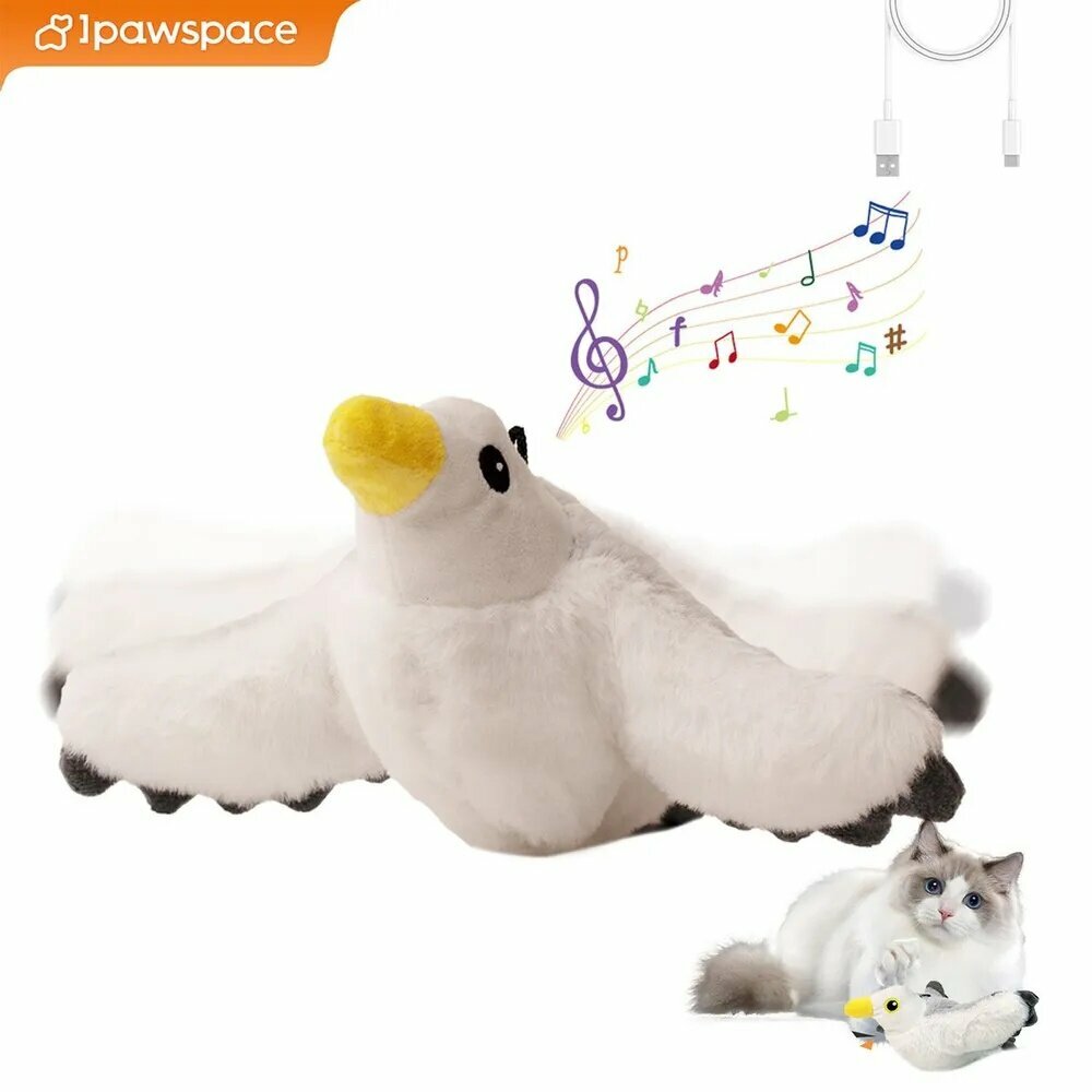 Интерактивная плюшевая игрушка-воробей для кошек, с подвижными крыльями，чайка