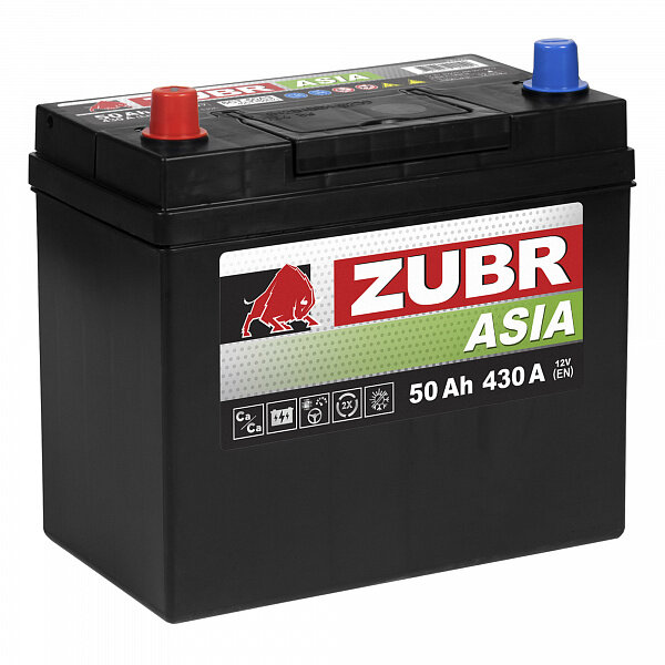 Аккумулятор автомобильный ZUBR Premium Asia ZPA501 50Ah L+ 430A ПП 238x127x225
