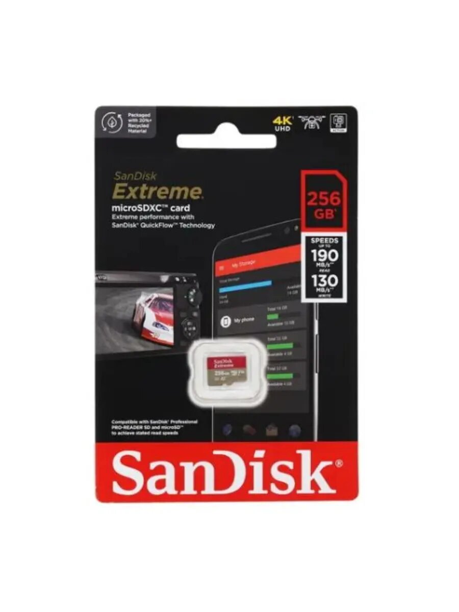 Карта памяти Extreme microSDXC 256 ГБ SDSQXAV-256G-GN6MN