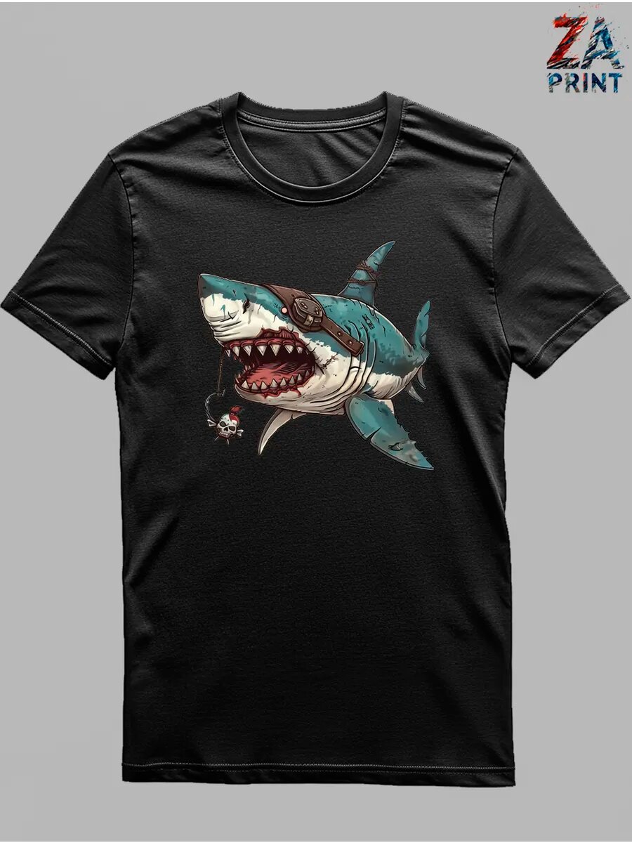 Футболка злая акула