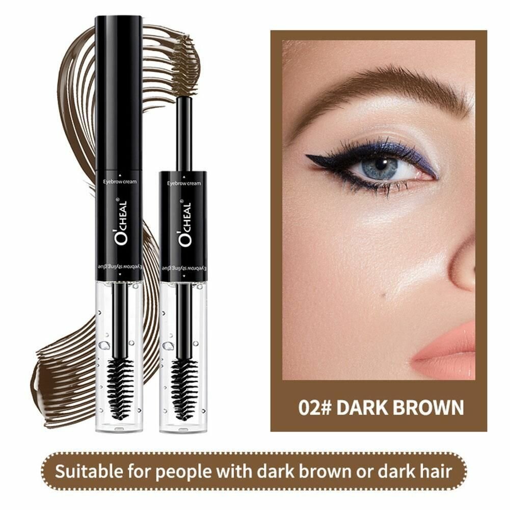 Двусторонняя краска для бровей OCHEAL: Стойкая фиксация, не размазывается.