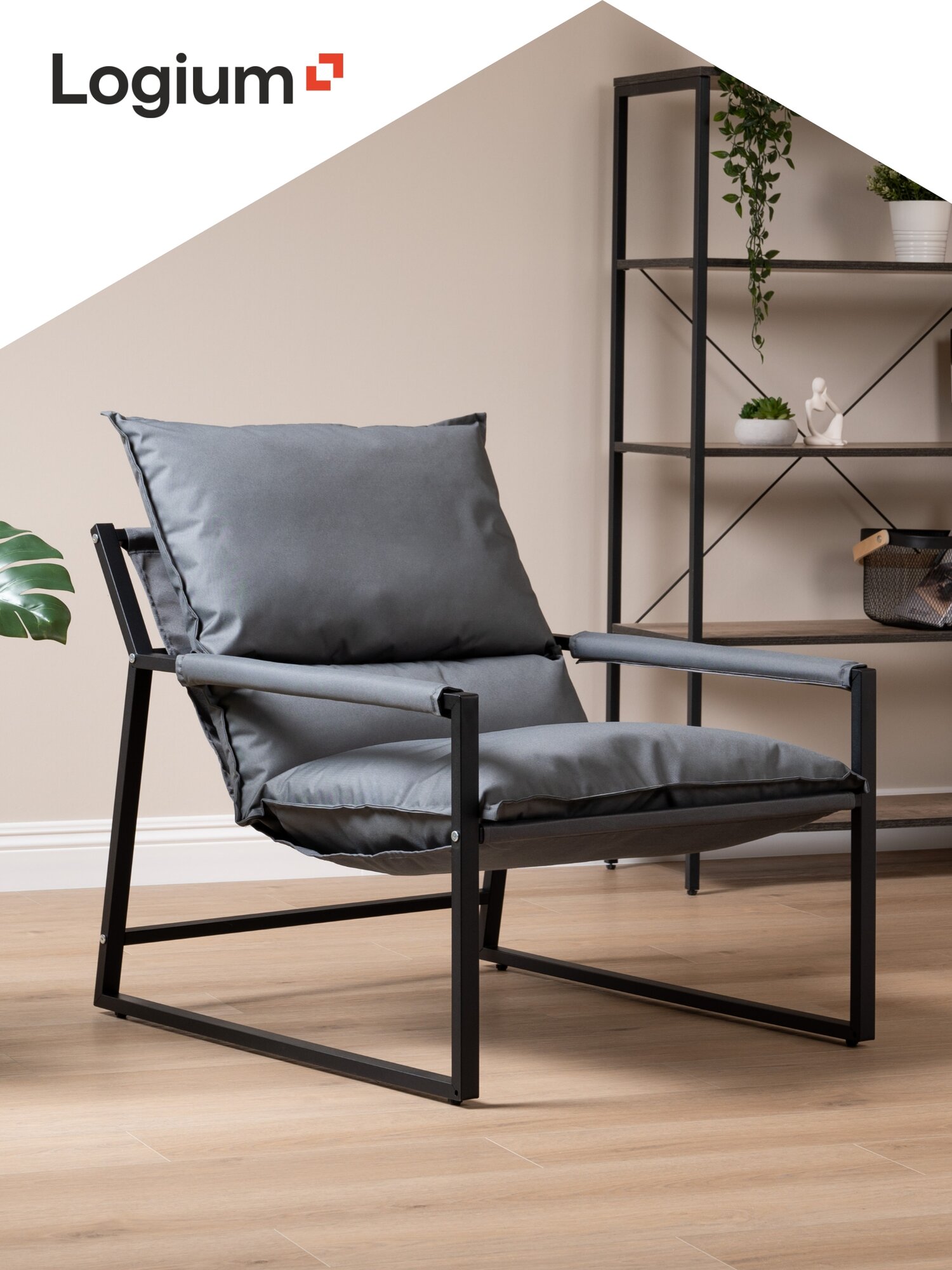 Кресло Монг для дома и веранды, Арт. ТК 125 Cuba grey (стиль - лофт, ткань - рогожка, цвет - серый, черный)