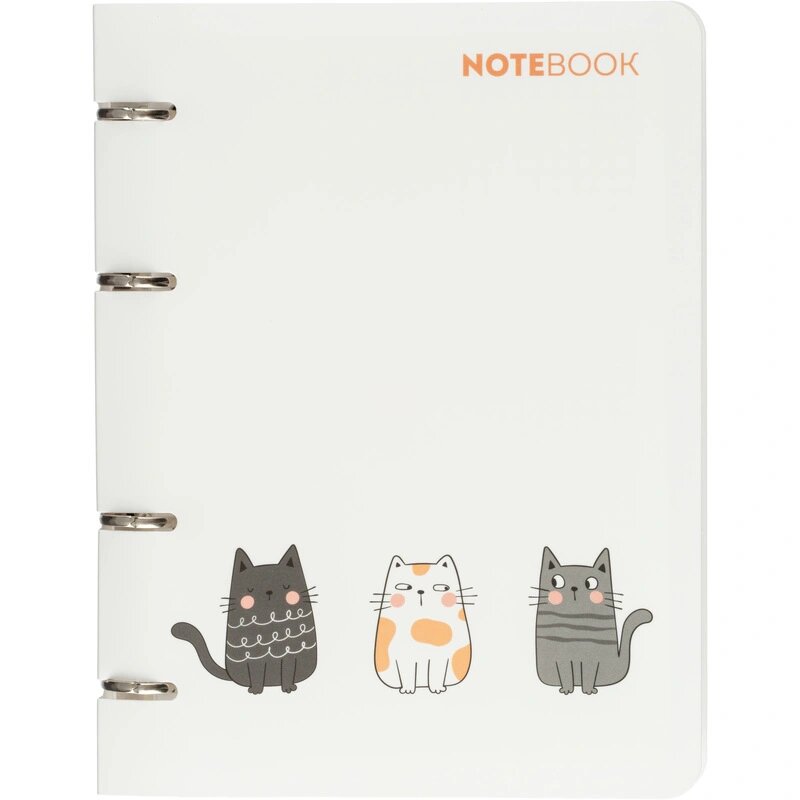 Тетрадь со сменным блоком А5,120л, клет, кольца Коты