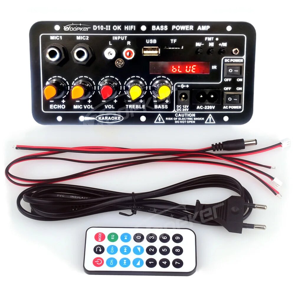 Моноусилитель Woopker D10-II Bluetooth 30-120 Вт для динамика 4 Ом, D10-II, 220-240V EU Plug
