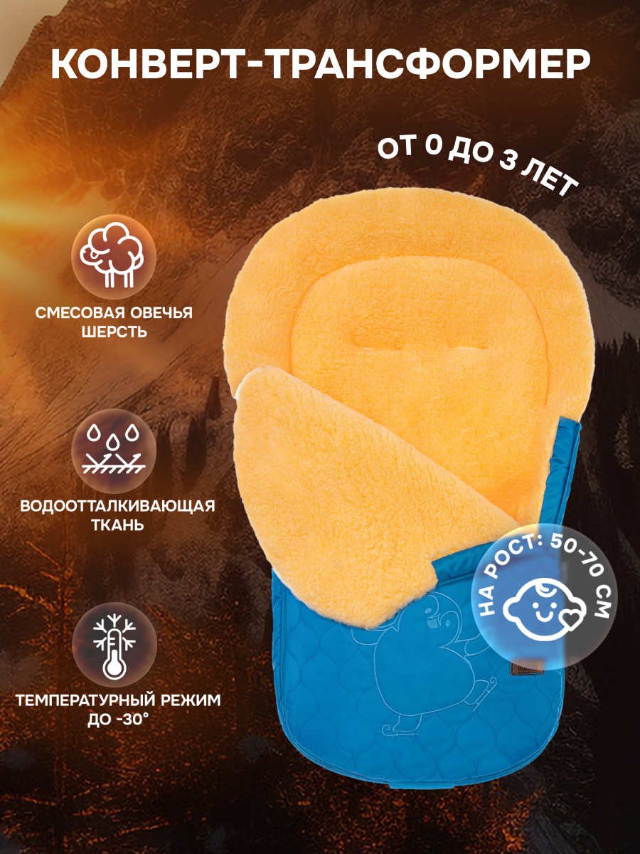 Конверт в коляску зимний меховой Nuovita Polare Pesco (Marino/Морской)