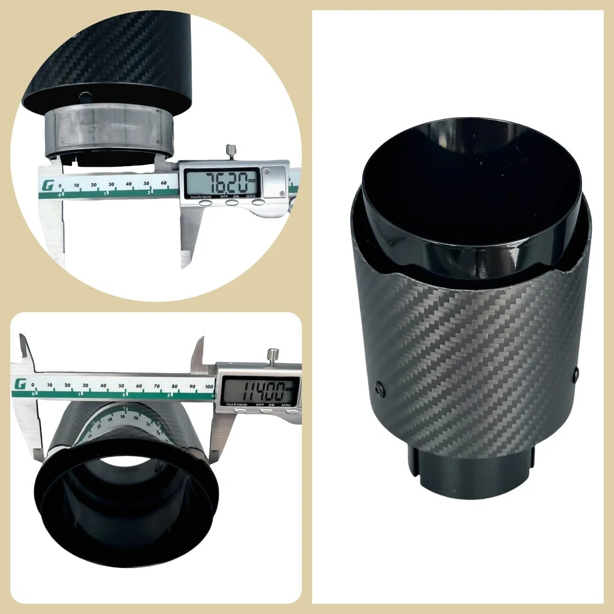 1 шт. универсальный автомобильный хвостовой горло из углеродного волокна из нержавеющей стали, ярко-черный саржевый матовый глушитель, наконечник выхлопной насадки, 76.2mm-114mm