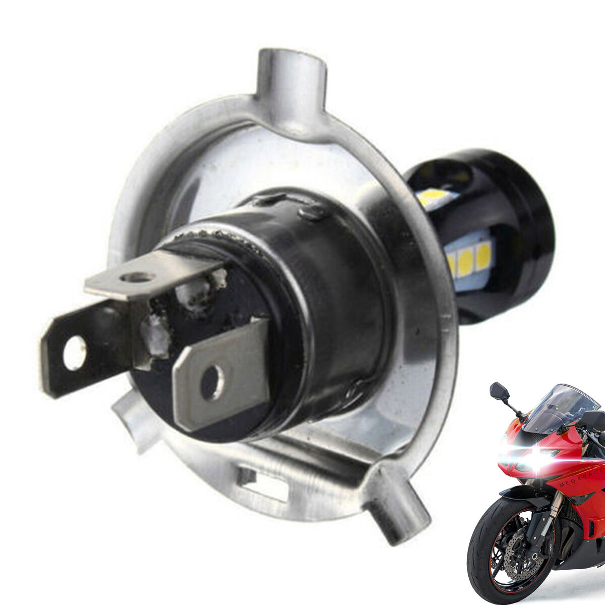 Светодиодные лампы Phares для автомобиля и мотоцикла с тремя гриффами H4 3030 12SMD Phares antibrouillard en ligne phares Universels phares de moto lumière blanche H4