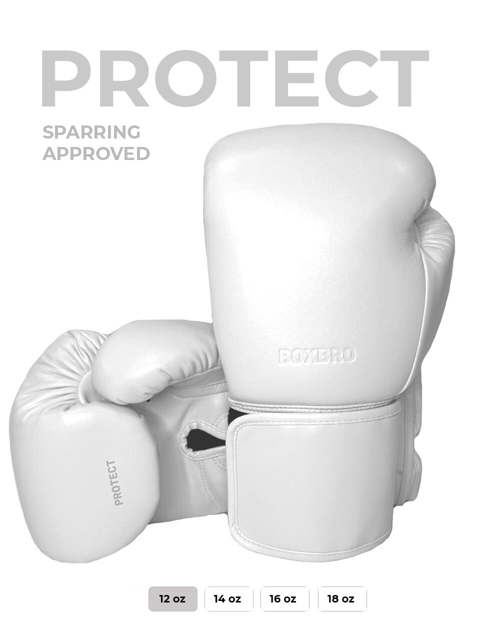 Перчатки боксерские BOXBRO protect белые 12 унций