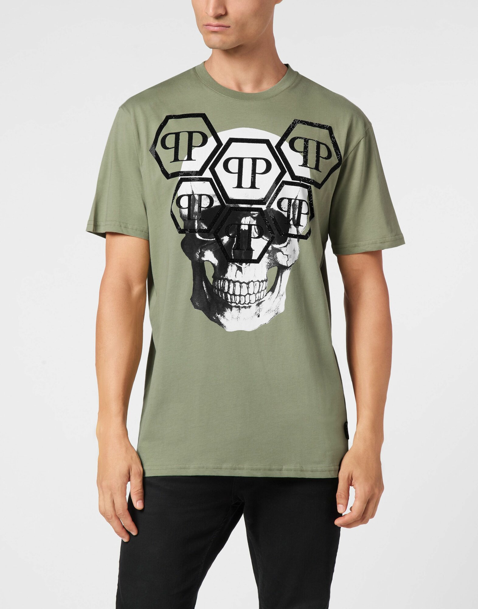 Футболка спортивная PHILIPP PLEIN, размер 46, темно-оливковый — фото 1