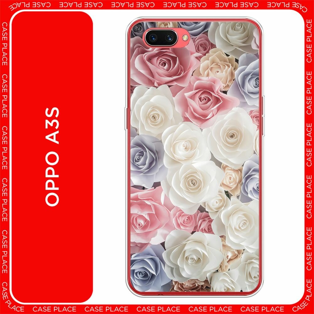 Силиконовый чехол на Oppo A3s / Oppo A3s с принтом "Пастельные розы"
