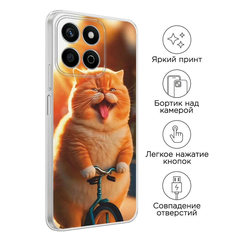 Силиконовый чехол на Honor X7c / Хонор X7c с принтом "Кот на велике" — фото 1