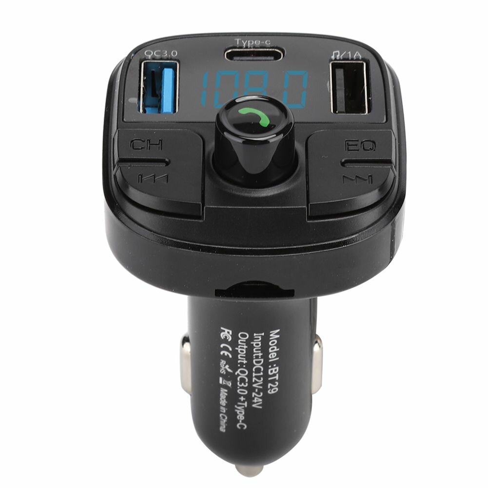 QC3.0 Type-C + USB BT29, Bluetooth 5.0, MP3-плеер, FLAC/WMA/APE, 12 В