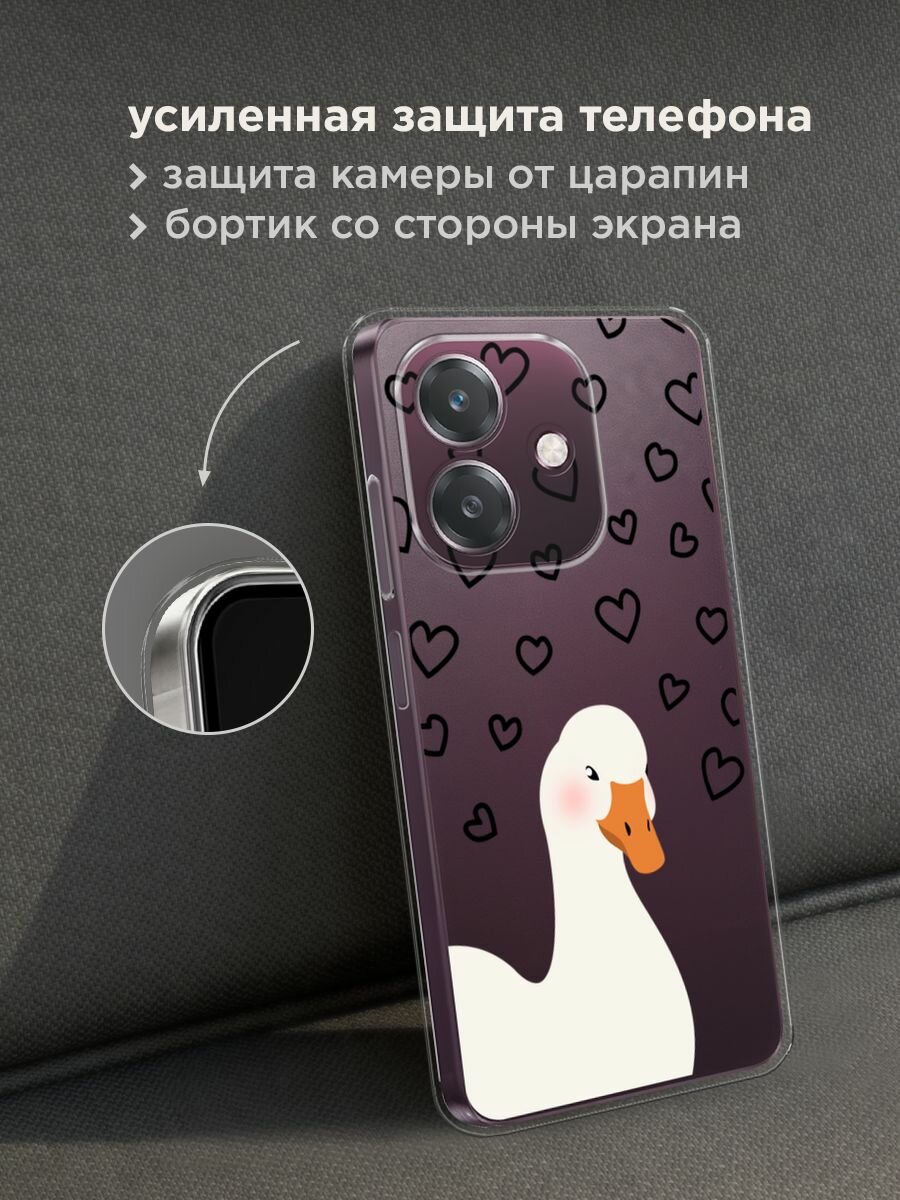 Чехол на Oppo A3/A3x / Оппо А3/A3x с принтом "Влюблённый гусь 3 - 14 февраля", прозрачный — фото 1