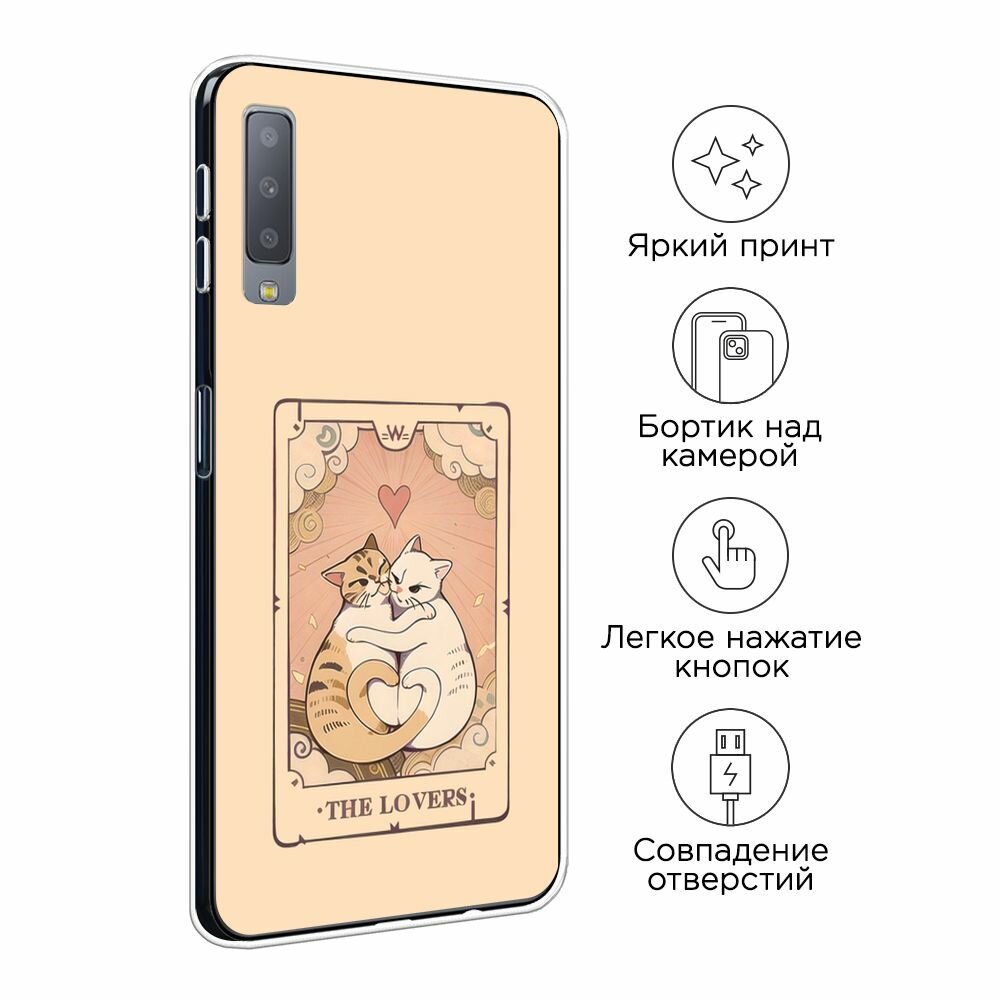 Чехол на Samsung Galaxy A7 2018 / Самсунг Галакси А7 2018 с принтом "The lovers cats 1 - 14 февраля" — фото 1