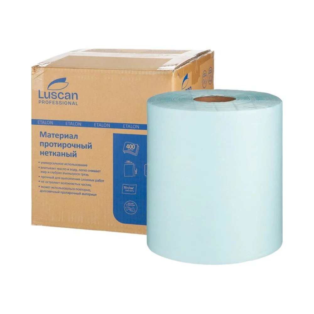 Luscan Professional Материал протирочный нетканый Prof 70г 28x34см 400лрул бирюзовый 1855545