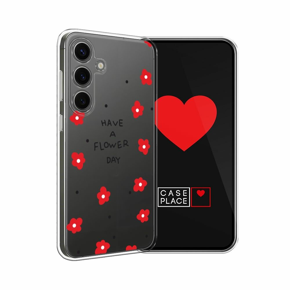 Чехол на Samsung Galaxy S25 / Самсунг S25 с принтом "Have a flower day 2", прозрачный — фото 1