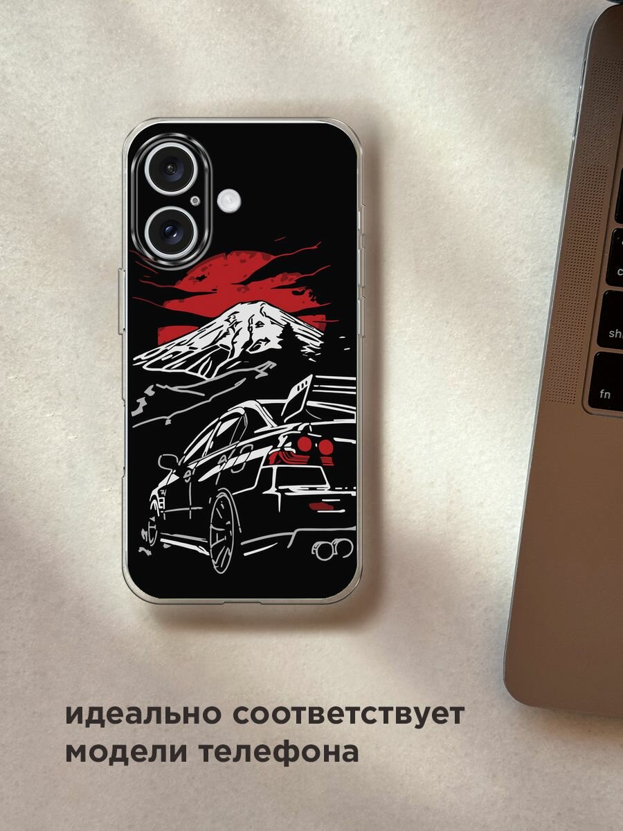 Чехол на Apple iPhone 16 / Айфон 16 с принтом "Машина в горах JDM" — фото 1